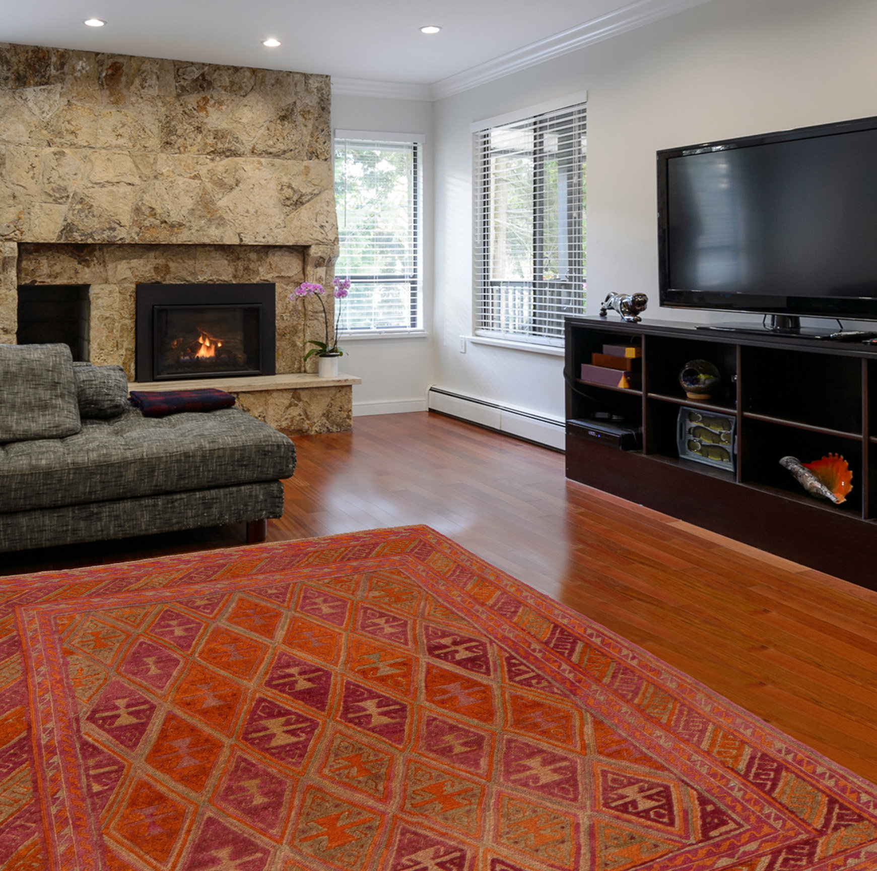 Isabelline One-of-a-Kind Jimmesha Hand-Knotted New Age 5'0" X 6'1" Wool Area Rug in Burnt Orange ...